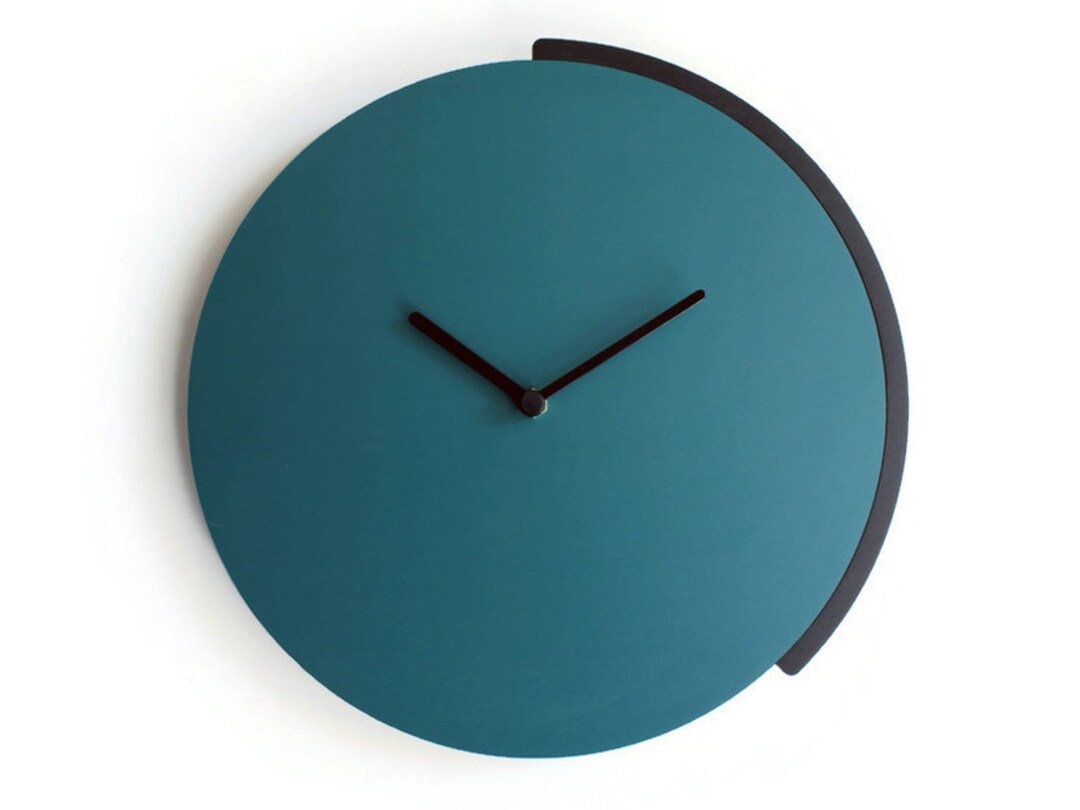 Laser Cut Wood Wall Clock Inspired by the Golden Angle in Teal Silent ...