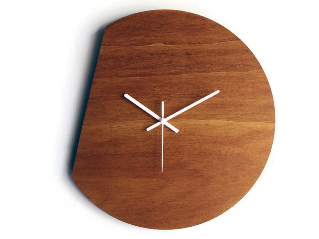 Large Laser Cut Wood Light Walnut Wall Clock for Bedroom, Minimalist ...