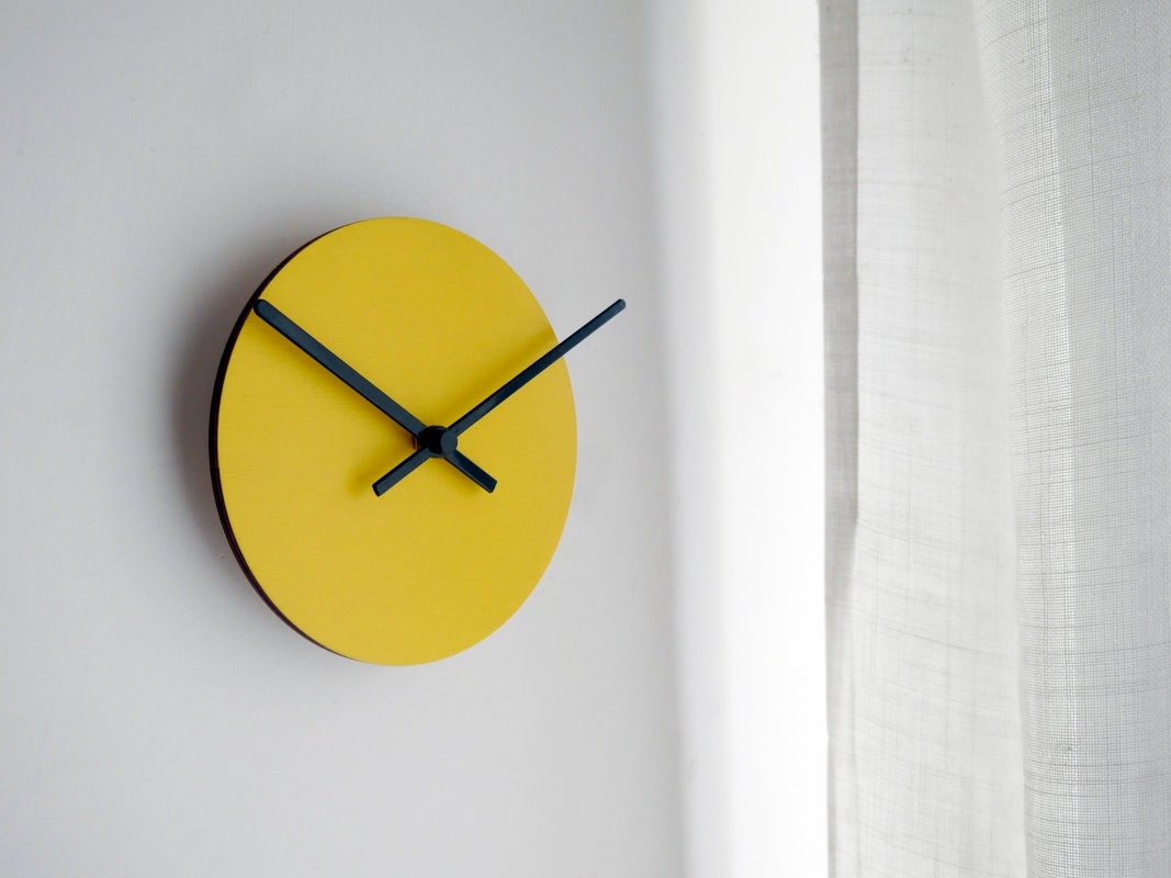 Stylish Small Round Clock and Petite Modern Timepiece Sleek Minimalist ...
