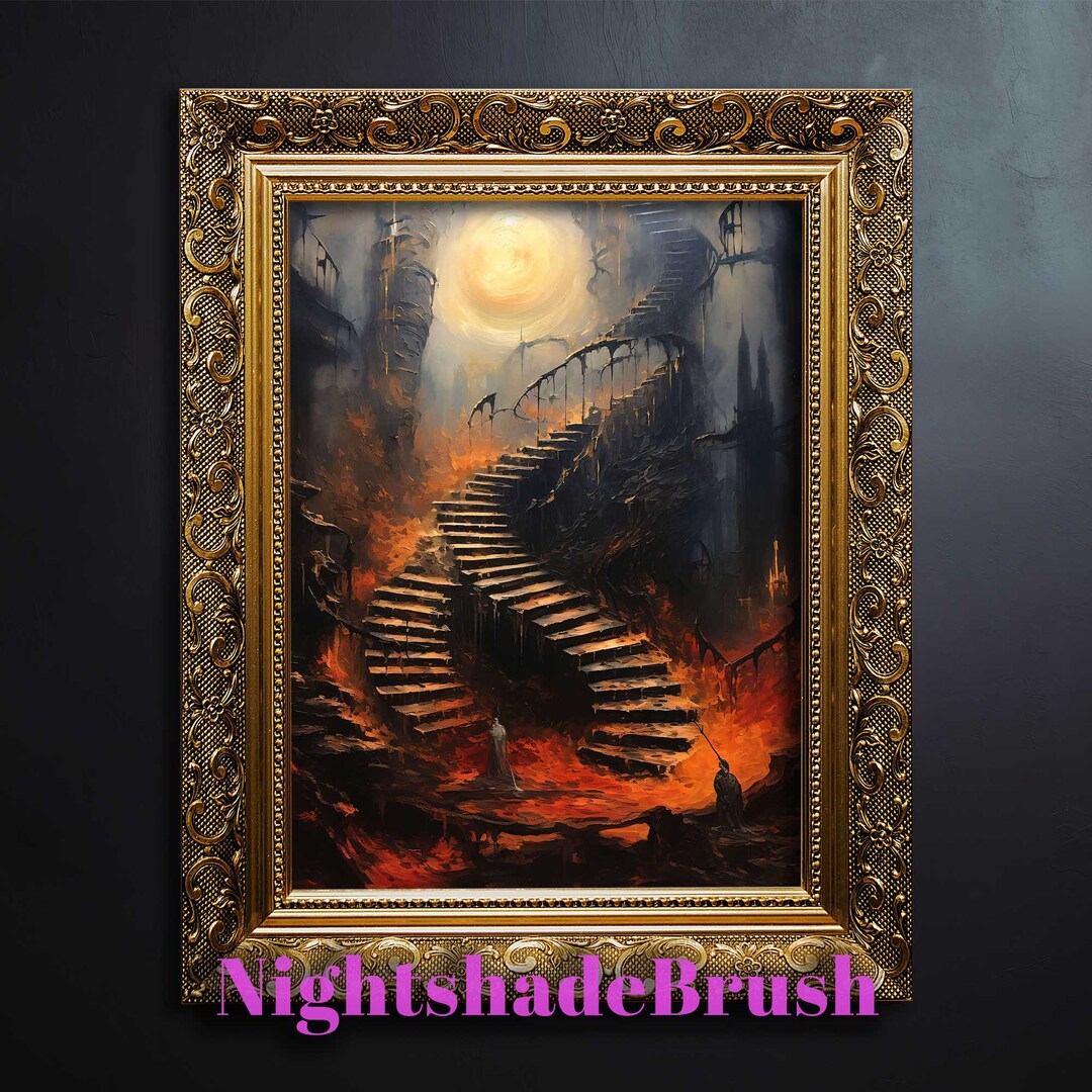 Stair to Hell Wall Art Print Gothic Home Decor Dark Art Occult Poster ...