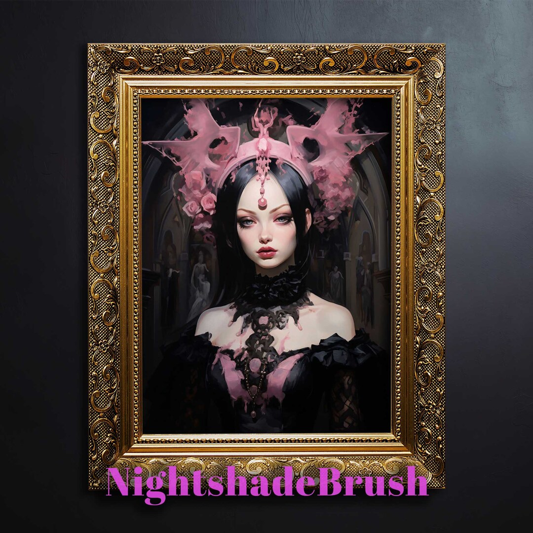Pink Gothic Princess Wall Art Print Gothic Home Decor Dark Art Occult ...