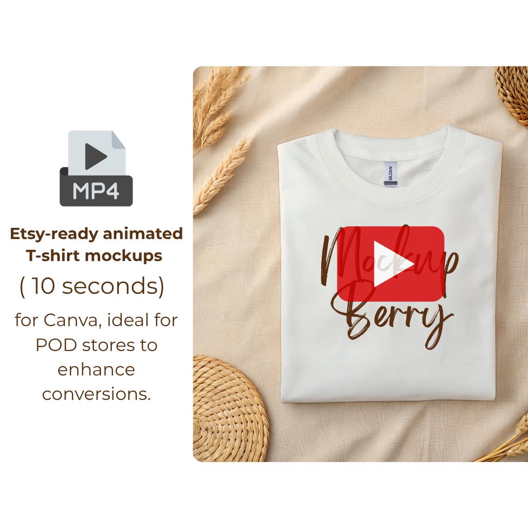 Animated Gildan 5000 T-shirt Mockup Bundle: 32 Colors, MP4 PSD PNG ...