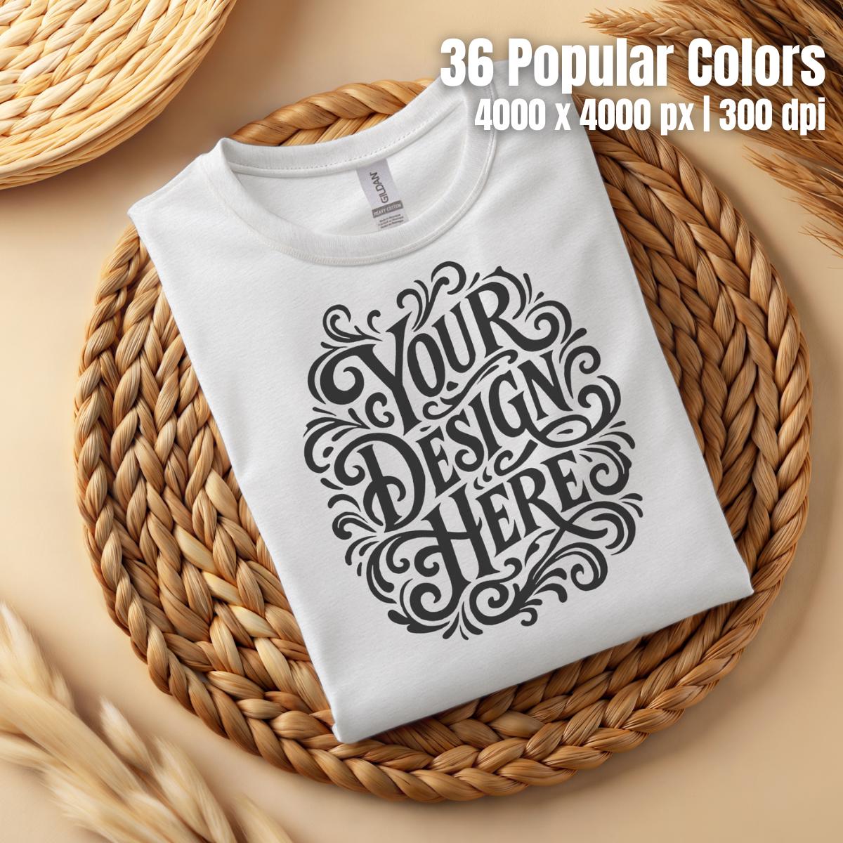 Gildan 5000 T-shirt Mockup Bundle – 36 Colors | PSD & JPG Smart Objects ...
