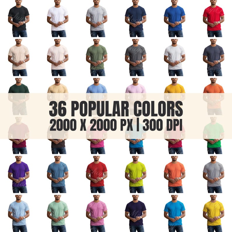 Gildan 5000 T-shirt Mockup Bundle – 36 Colors, PSD, JPG (digital ...