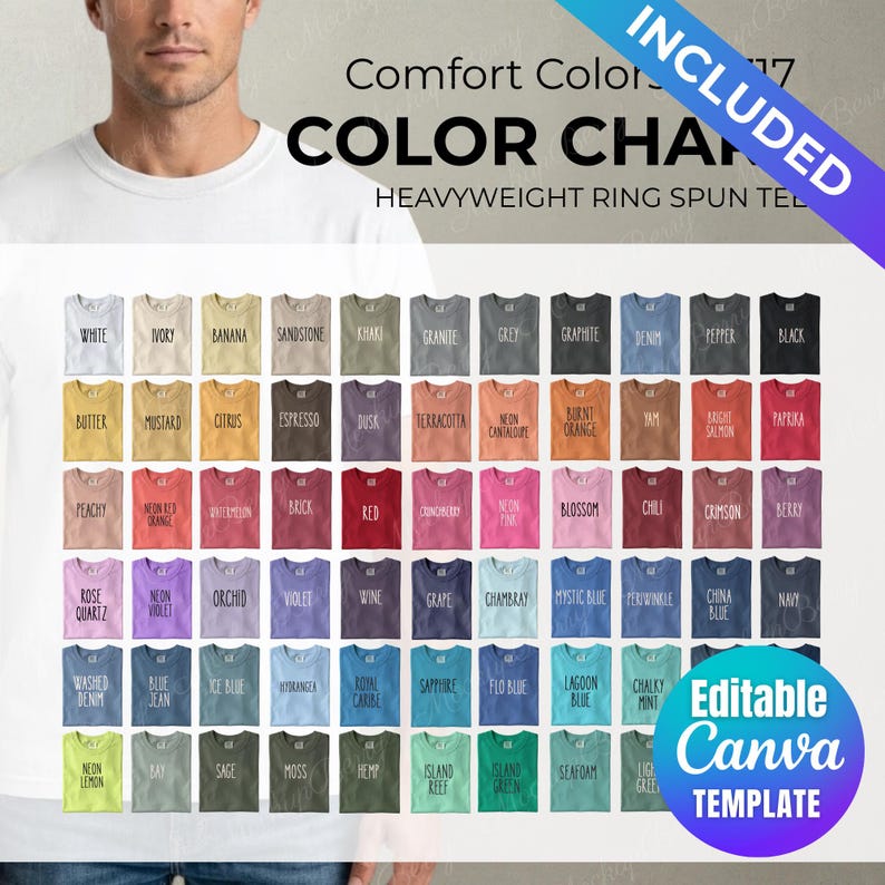 Comfort Colors 1717 Mockup Bundle – 66 Colors, PNG, PSD (digital ...