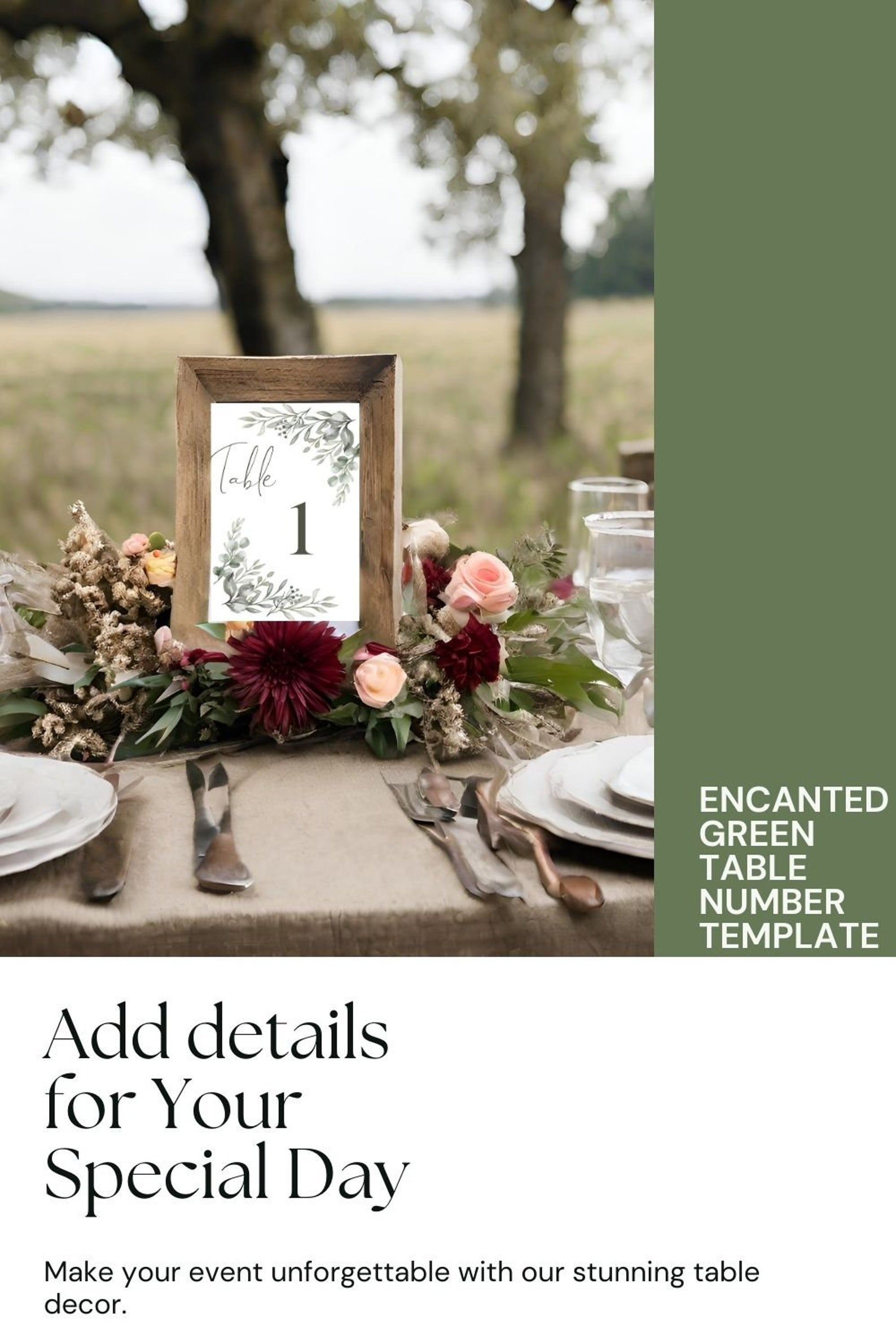 Enchanting Emerald Blooms Table Numbers Set - Etsy