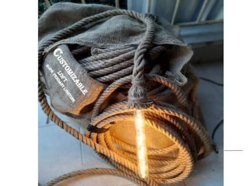 Rope Chandelier, Industrial Loft Spider Rope Lamp, Customizable Rope ...