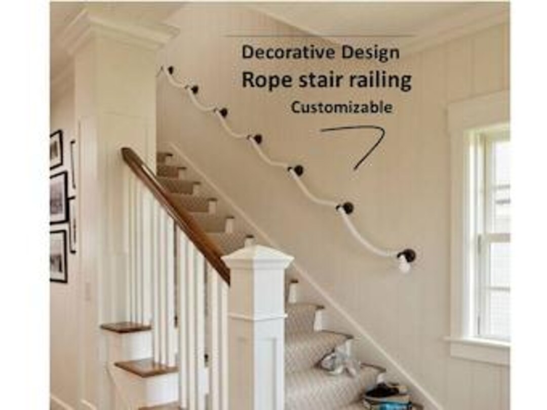 Natural-white Rope Stair Railing, Thick Rope, Farmhouse Decoration ...