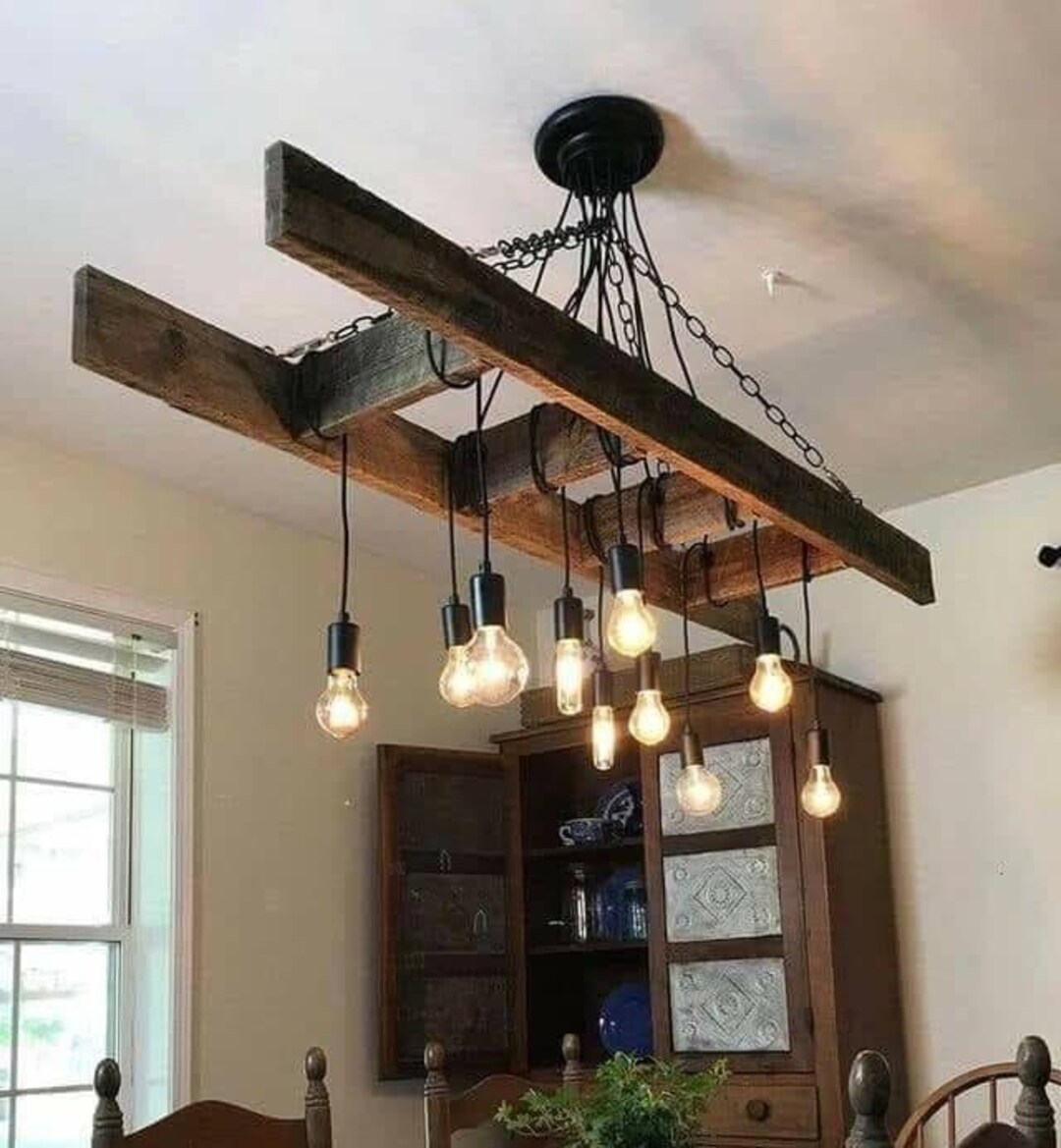 The Wood Ladder Chandelier, Authentic Ladder Design Pendant Lighting ...
