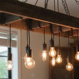 Wood Ladder Chandelier, 10-light Rustic Farmhouse Pendant Light ...