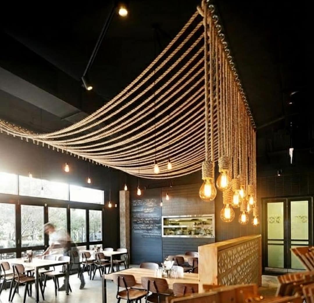 Rope Pendant Light, (1m-10m), Create a Rustic Cluster, Minimalist Hemp ...