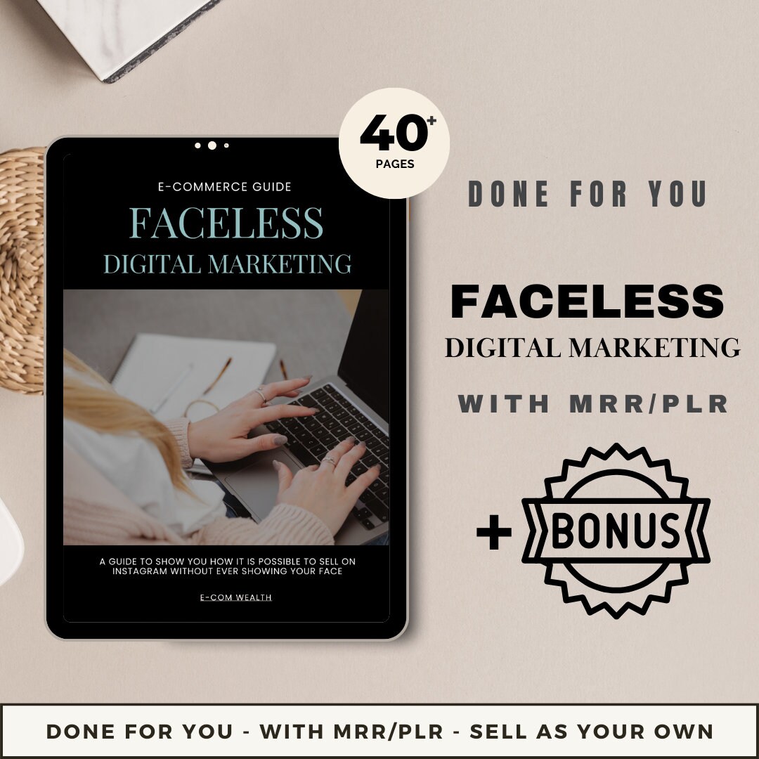 40 Pages Faceless Digital Marketing and Canva Crash Course 20 Pages With MRR/PLR. DFY Digital ...