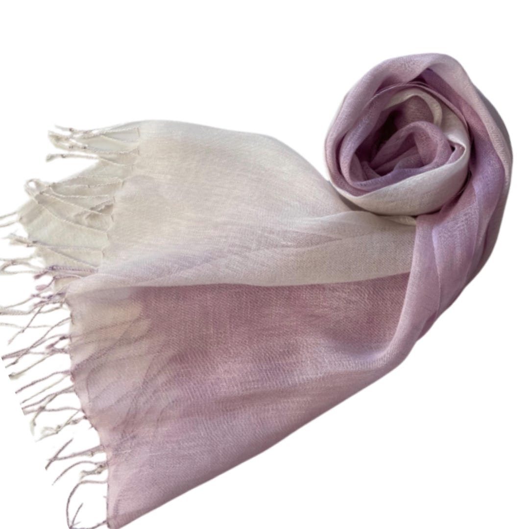 Linen Scarf / Graduating Shades Lilac White Linen Scarf / Linen Lilac ...