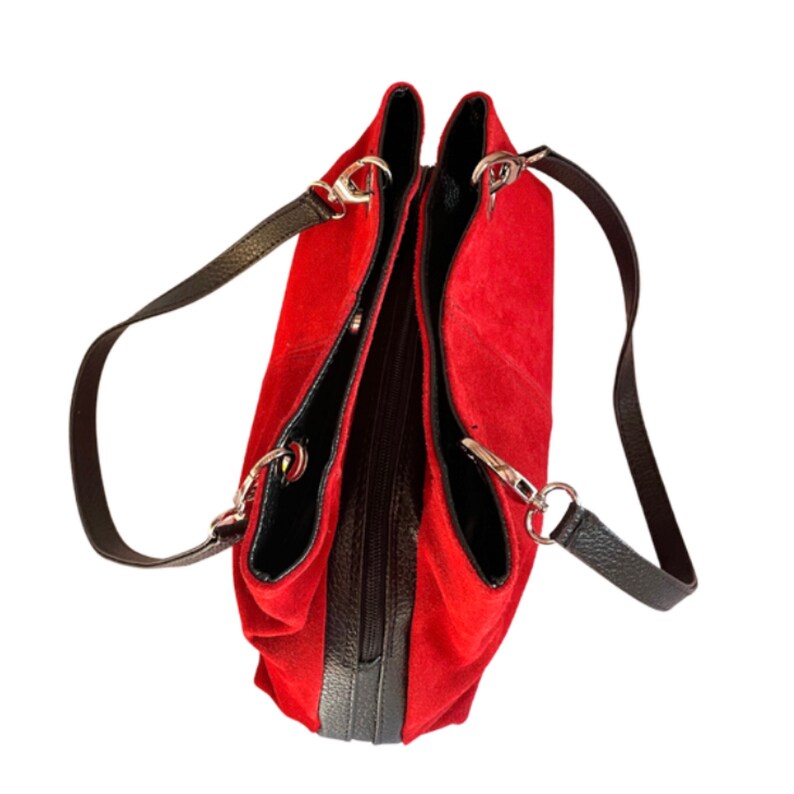 Red Suede Shoulder Bag: Italian Leather Boho Bag - Etsy