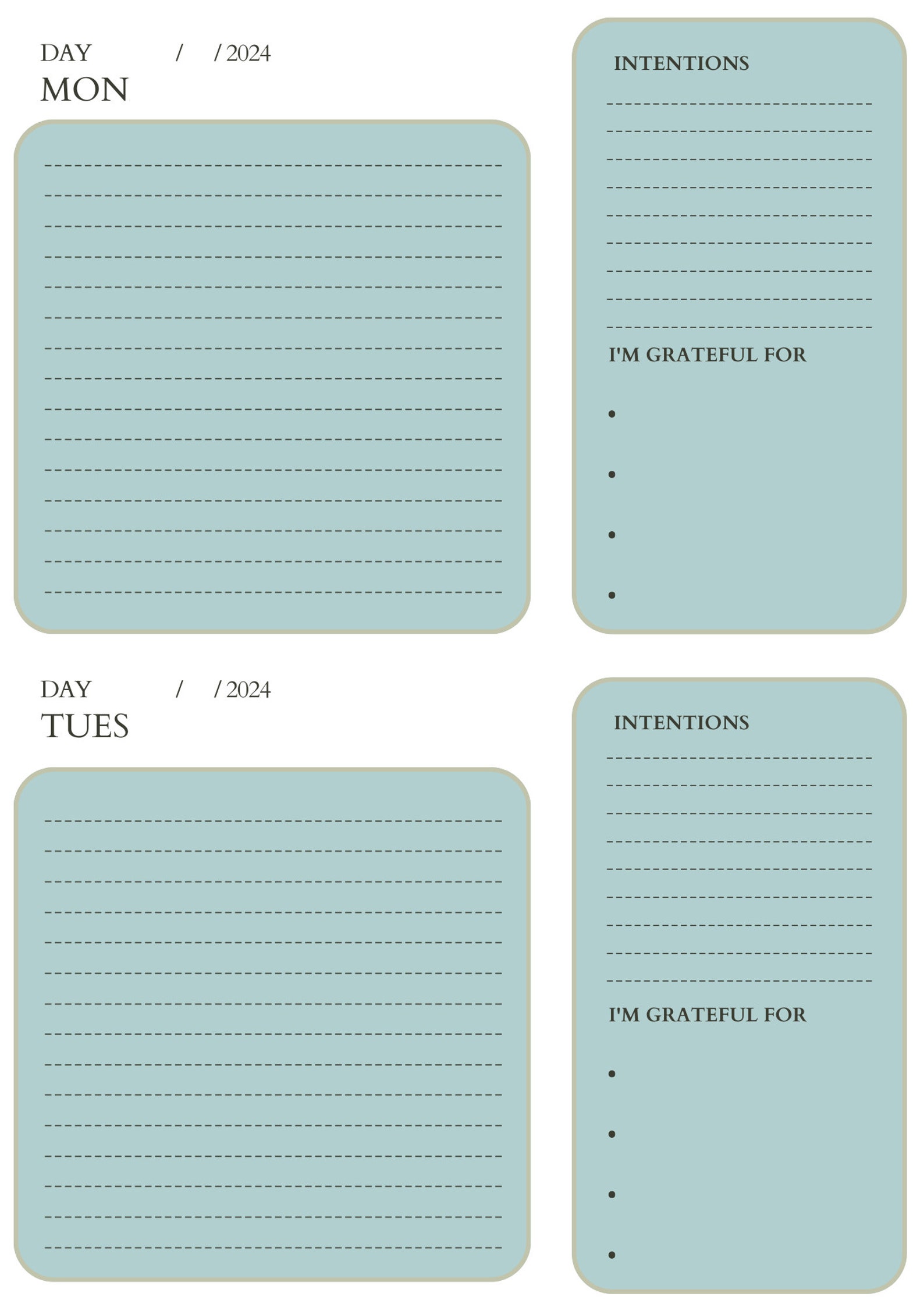 2024 Weekly Planner, Printable PDF Planner, Minimal Planner Digital ...
