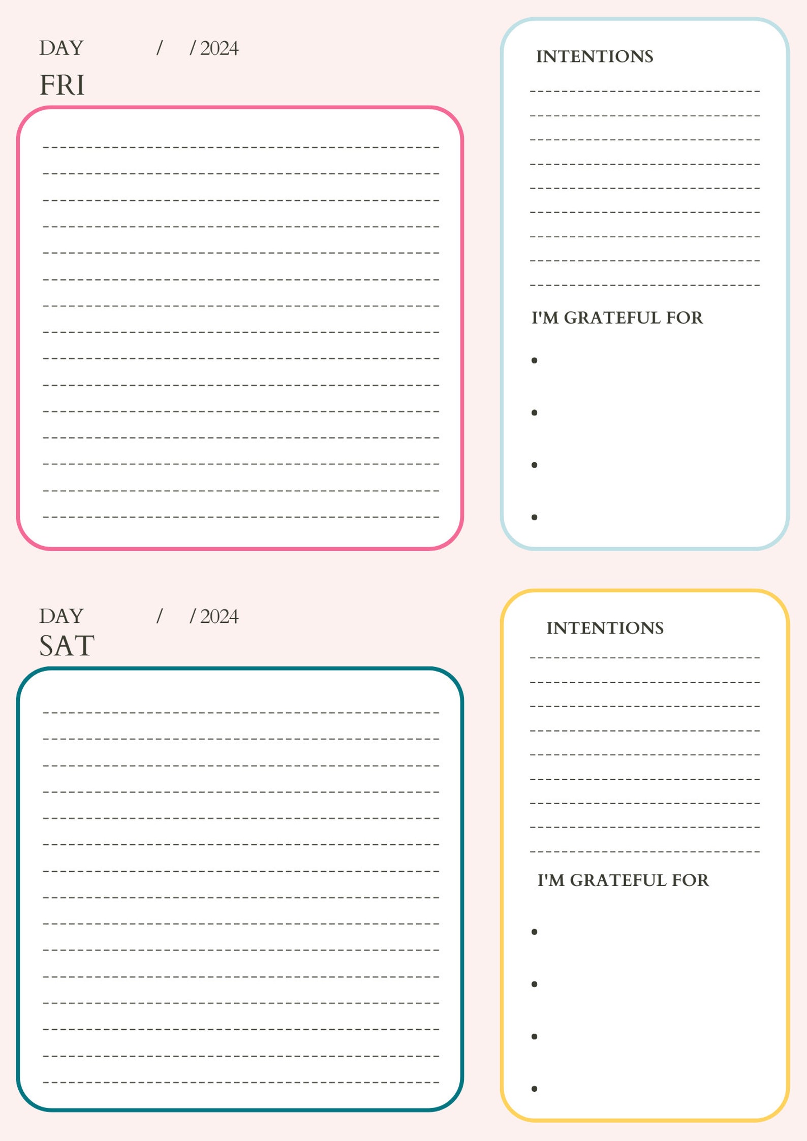 2024 Weekly Planner, Printable PDF Planner, Minimal Planner Digital ...