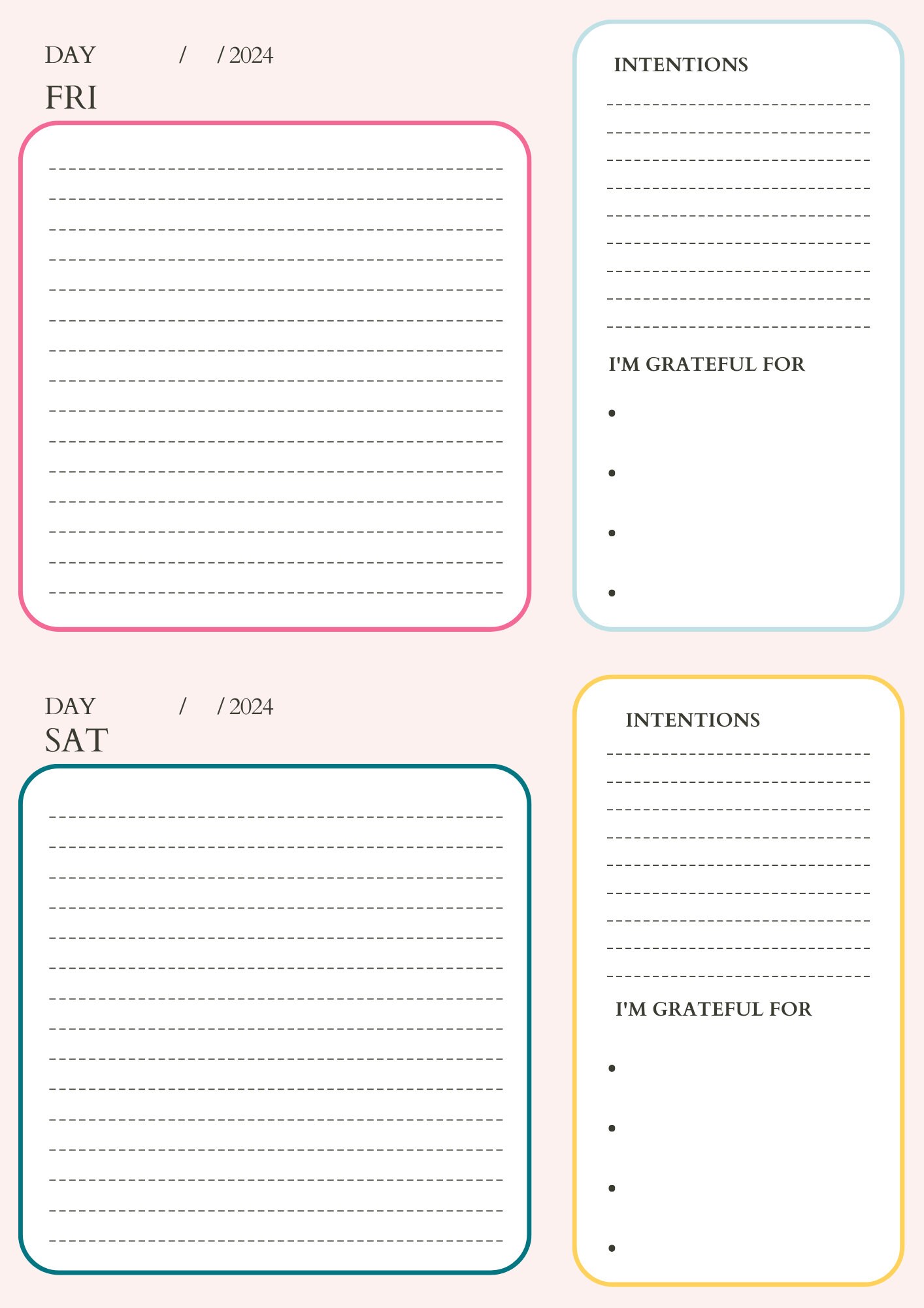 2024 Weekly Planner, Printable PDF Planner, Minimal Planner Digital ...