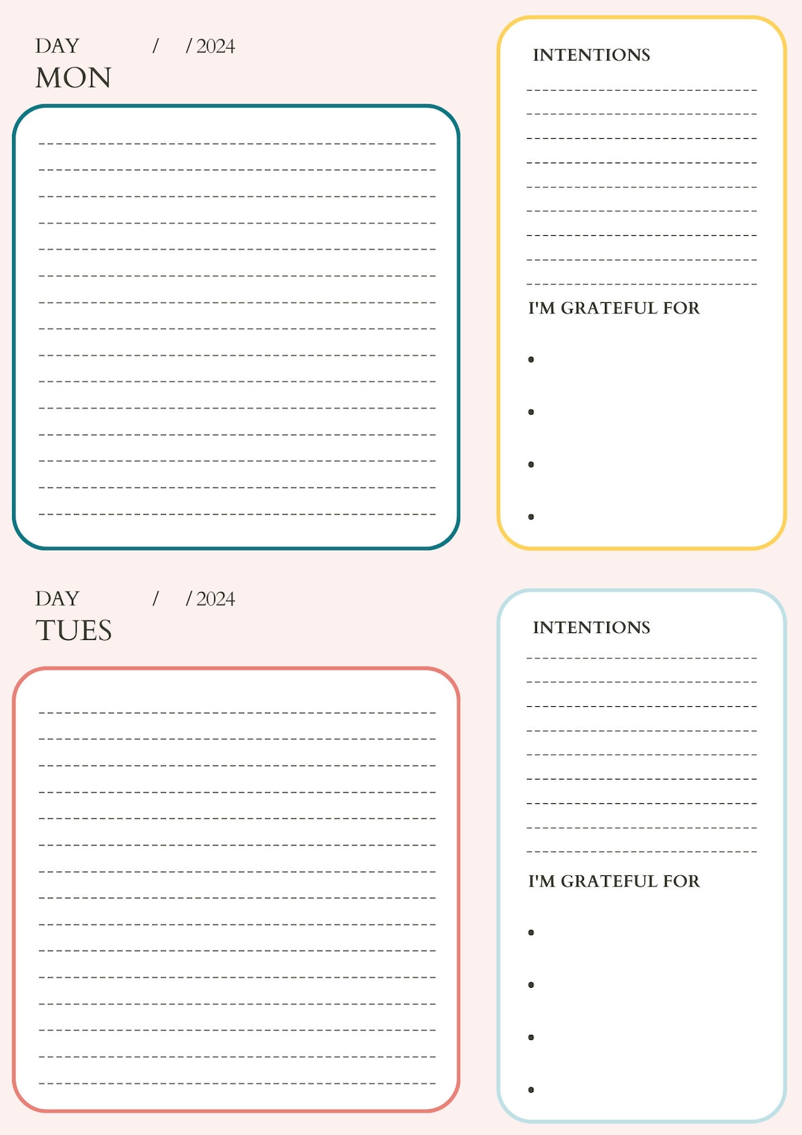 2024 Weekly Planner, Printable PDF Planner, Minimal Planner Digital ...