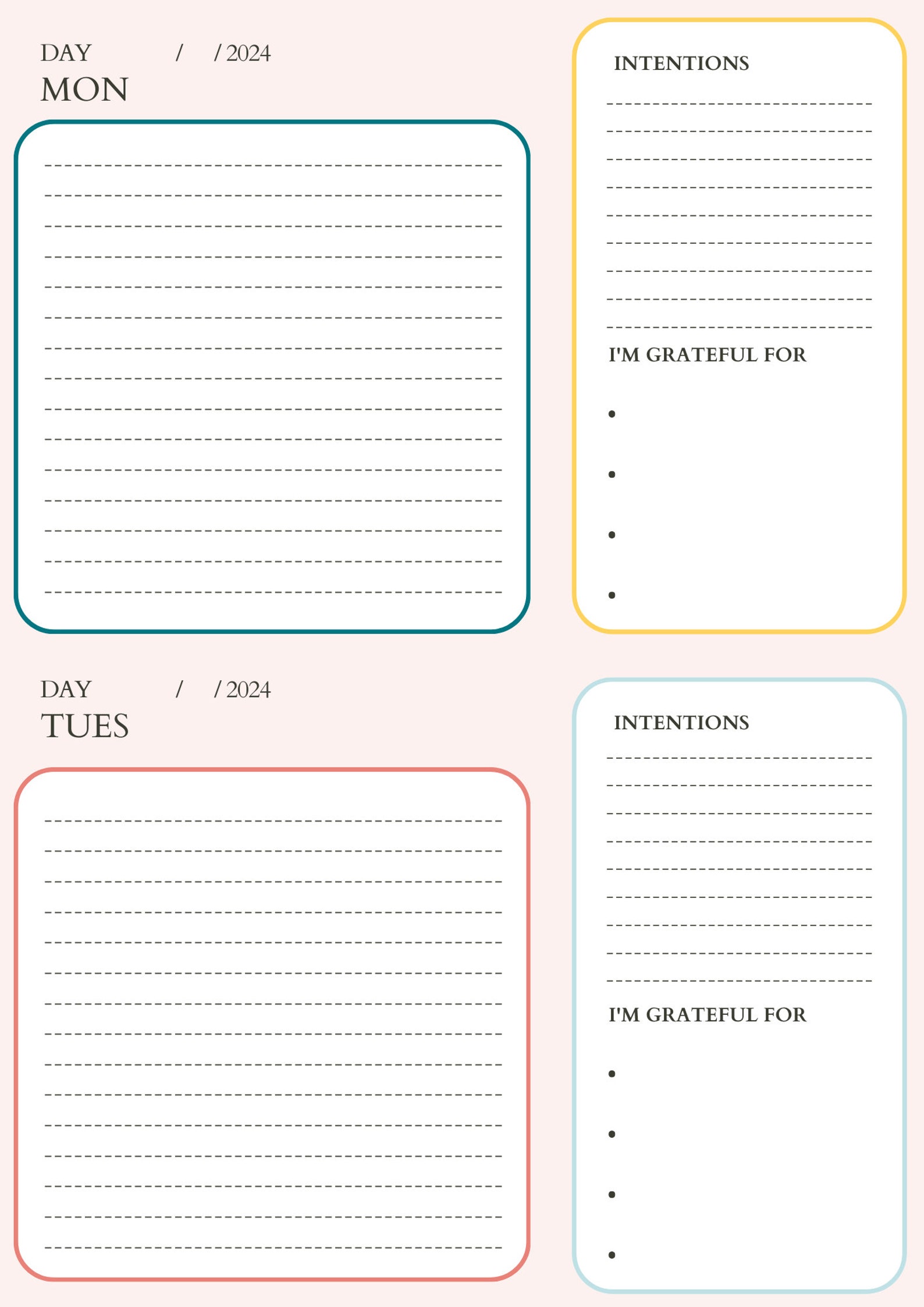 2024 Weekly Planner, Printable PDF Planner, Minimal Planner Digital ...
