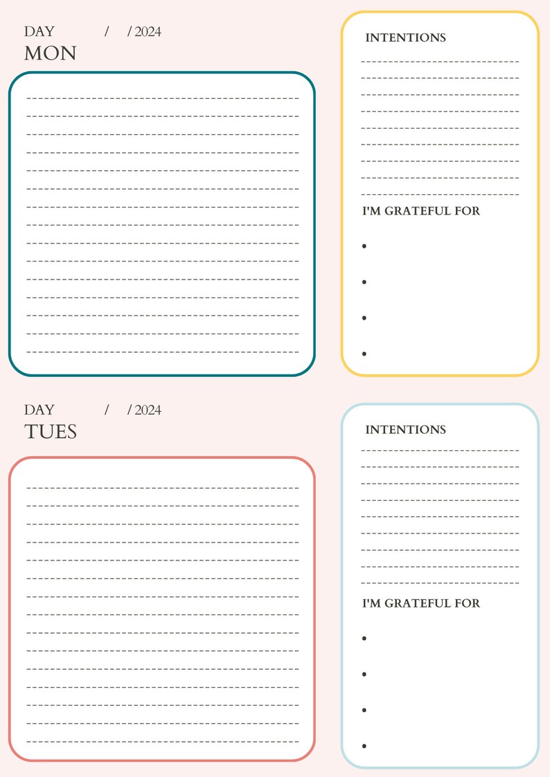 2024 Weekly Planner, Printable PDF Planner, Minimal Planner Digital ...
