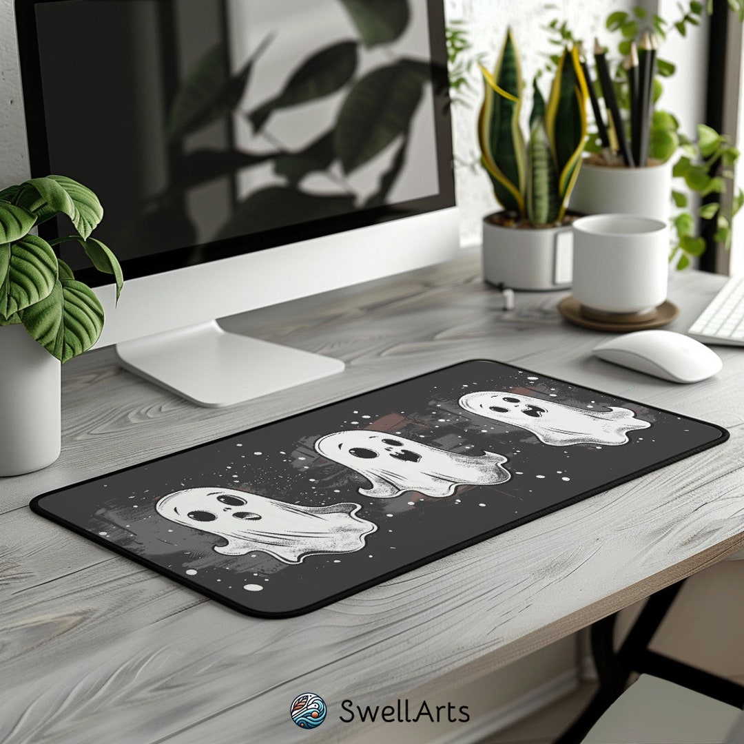 Cute Ghosts Desk Mat in Vector Style for Women and Men Ideal for Gifts ...