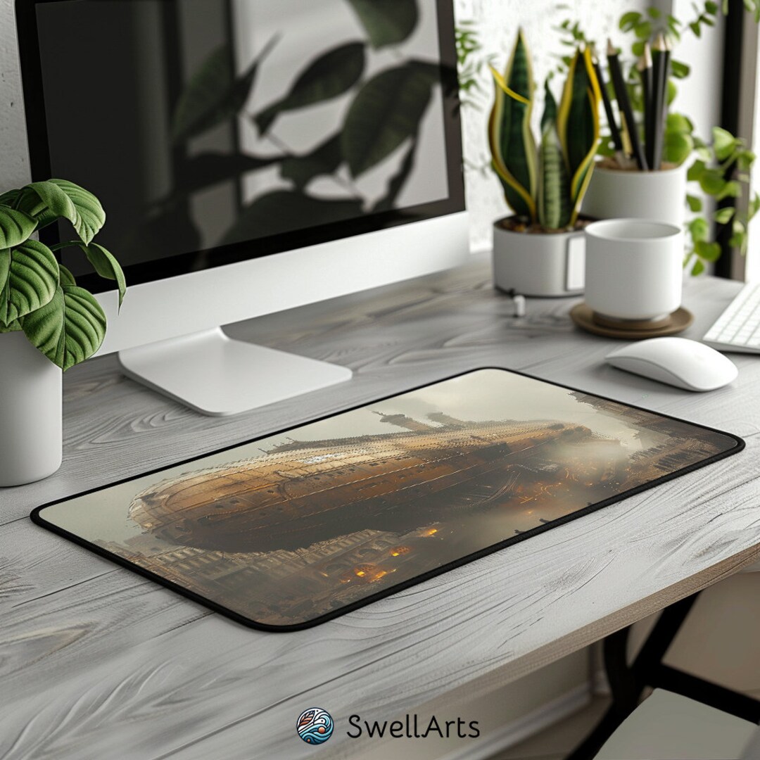 Zeppelin Desk Mat in Steampunk Anime Style for Women and Men Ideal for ...