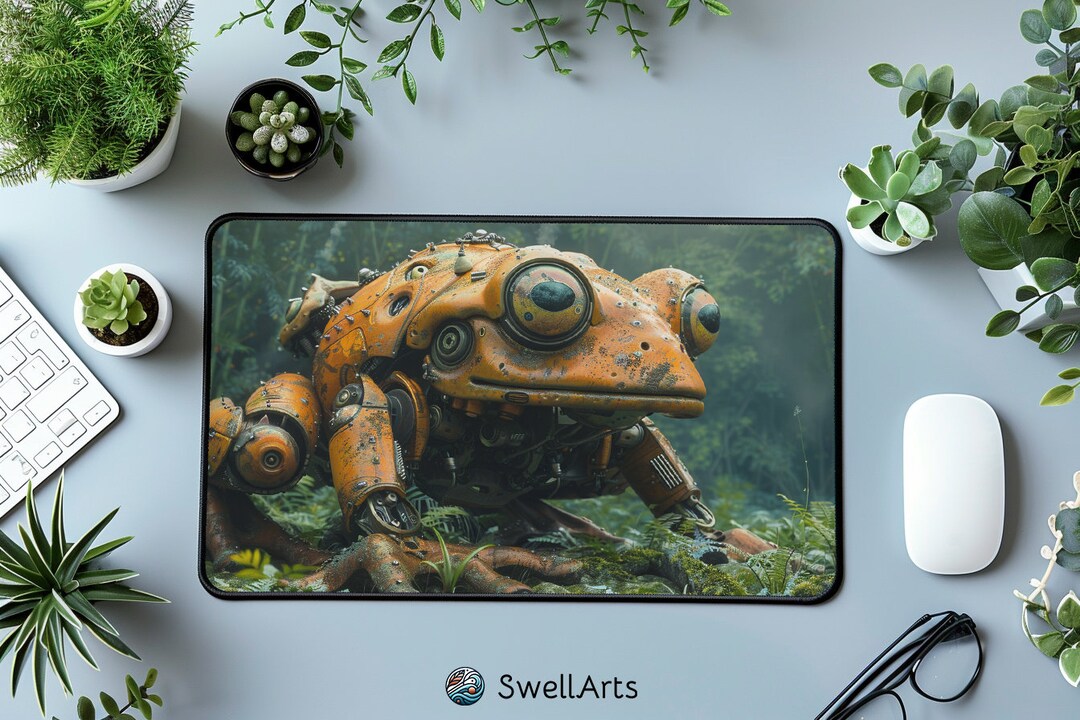 Mechanical Frog Desk Mat in Steampunk Anime Style for Women and Men ...