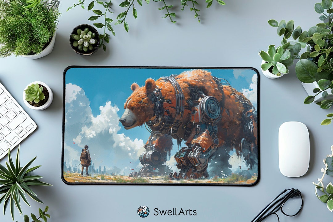 Mechanical Bear Desk Mat in Steampunk Anime Style for Women and Men ...