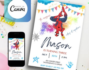 Spider Man Invitation Birthday Party Invite Spidey Birthday Invite Web ...