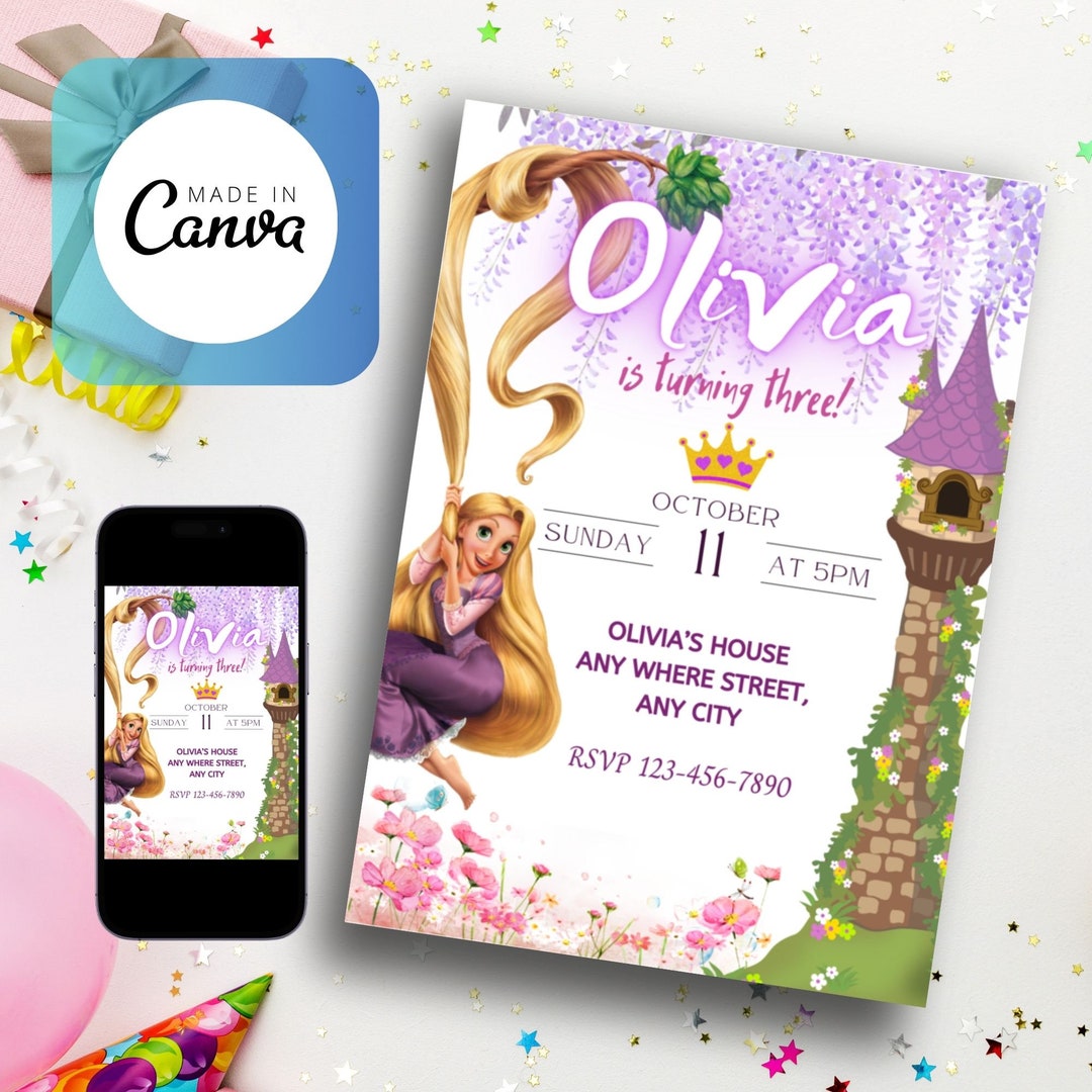 EDITABLE Rapunzel Birthday Invitation Princess Birthday Invitation ...