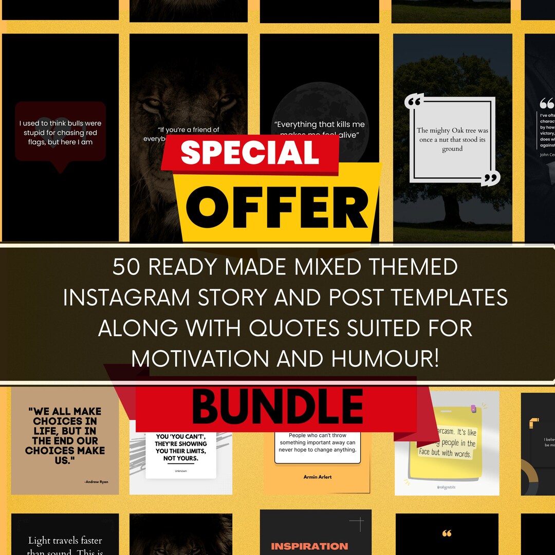 50 Instagramable Quotes and Story Designing IG Bundle Templates for ...