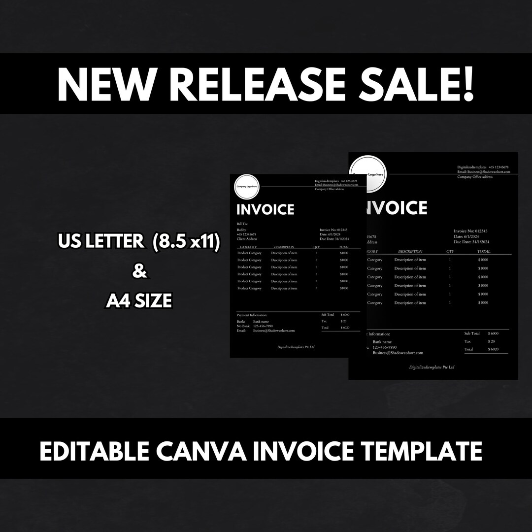 Simple Editable Canva Invoice Template Service Invoice Form Sales ...