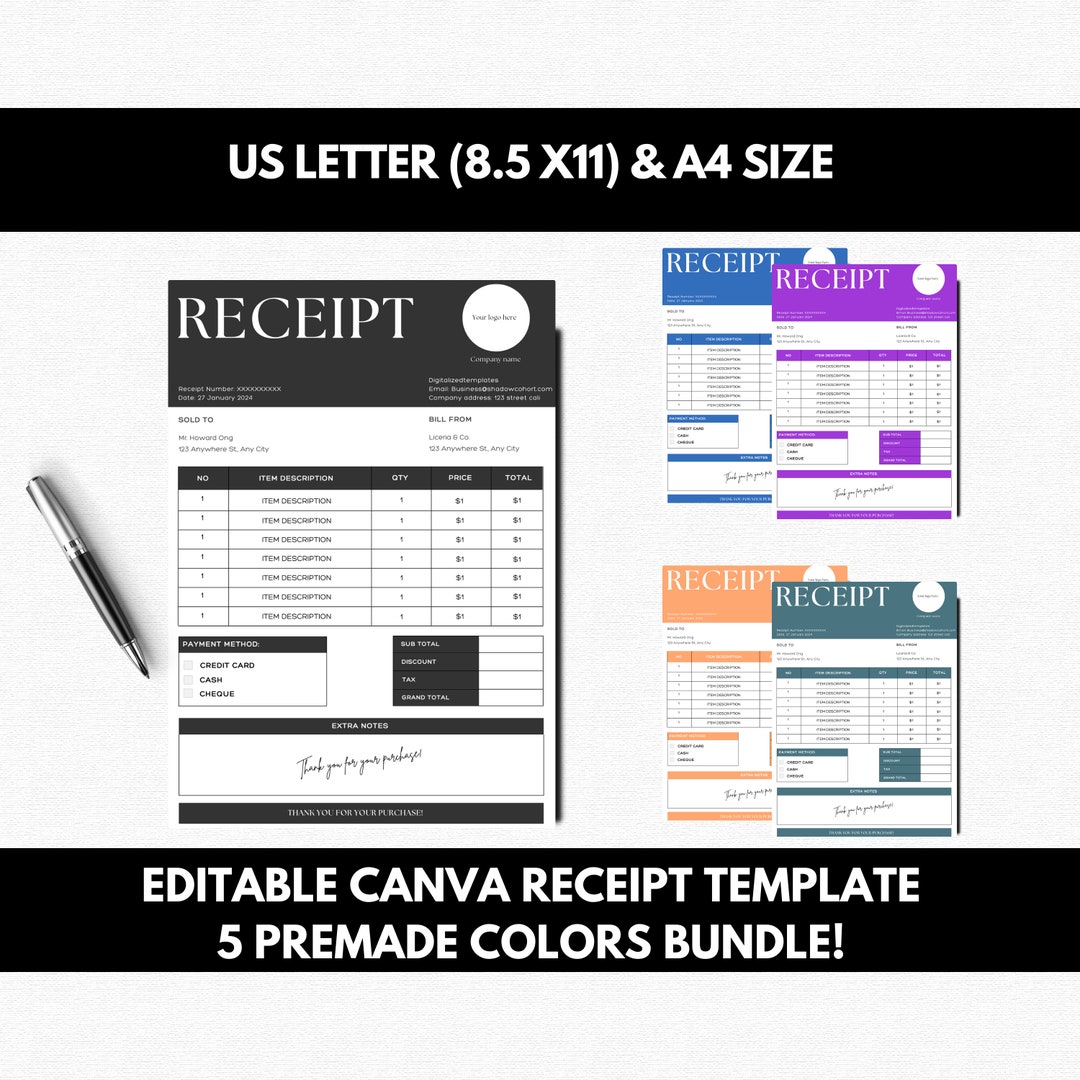 Canva Receipt Template Bundle Receipt Confirmation Confirm Email ...