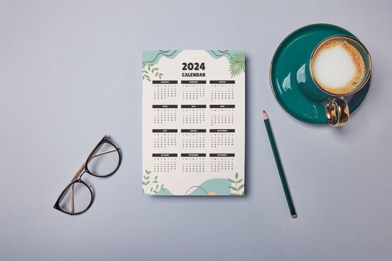 Digital Calendar for 2024, Organize Your Year, Artful Timekeeping, Year ...