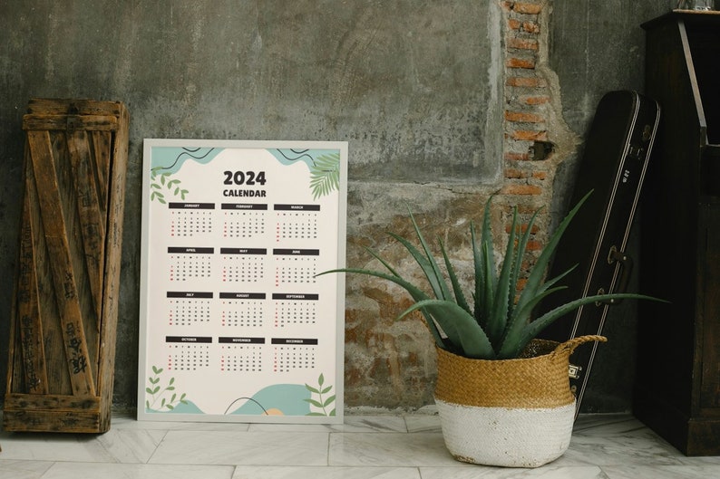 Digital Calendar for 2024, Organize Your Year, Artful Timekeeping, Year ...