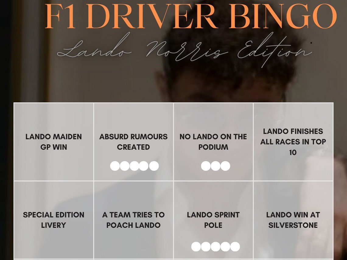 Mclaren F1 Season Bingo Bundle - Etsy