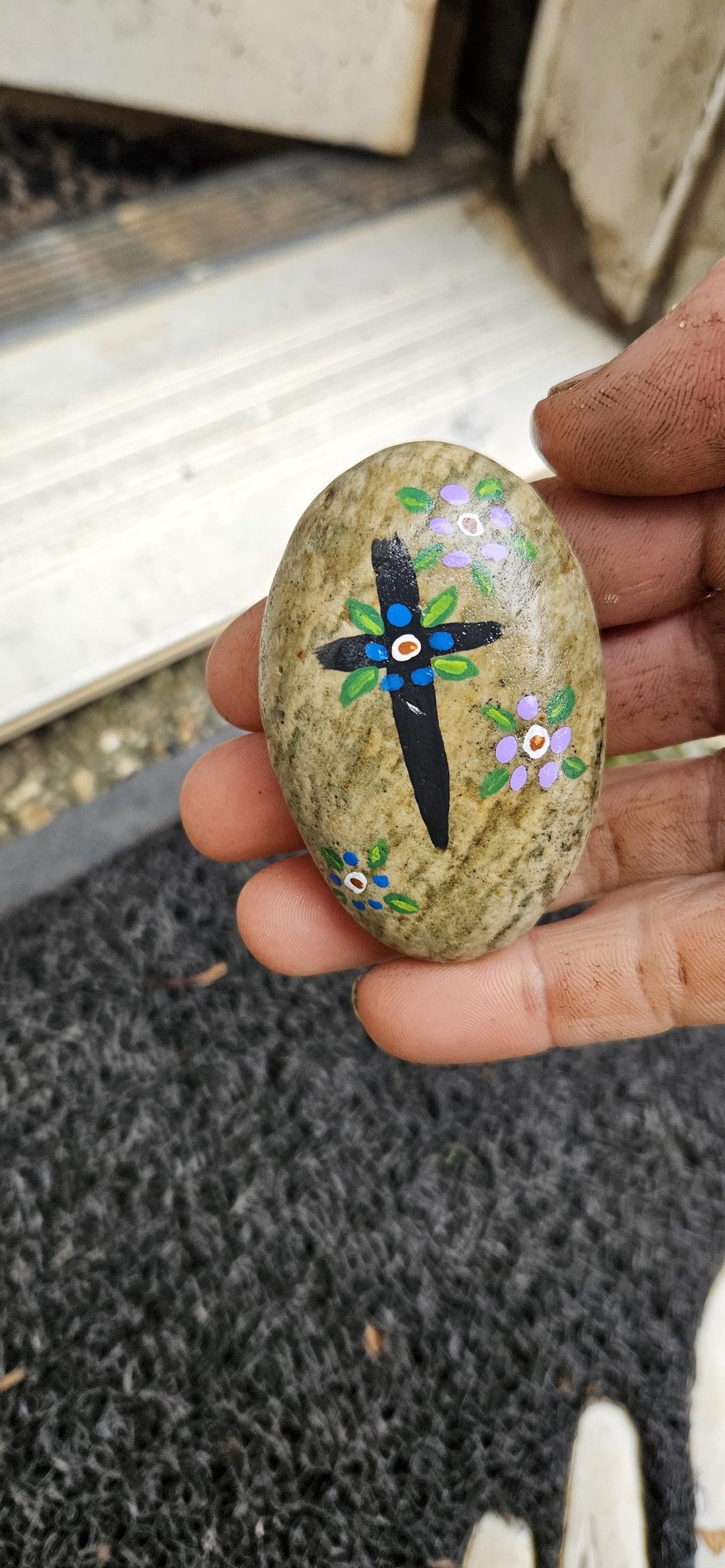 Cross Rock Painting - Etsy