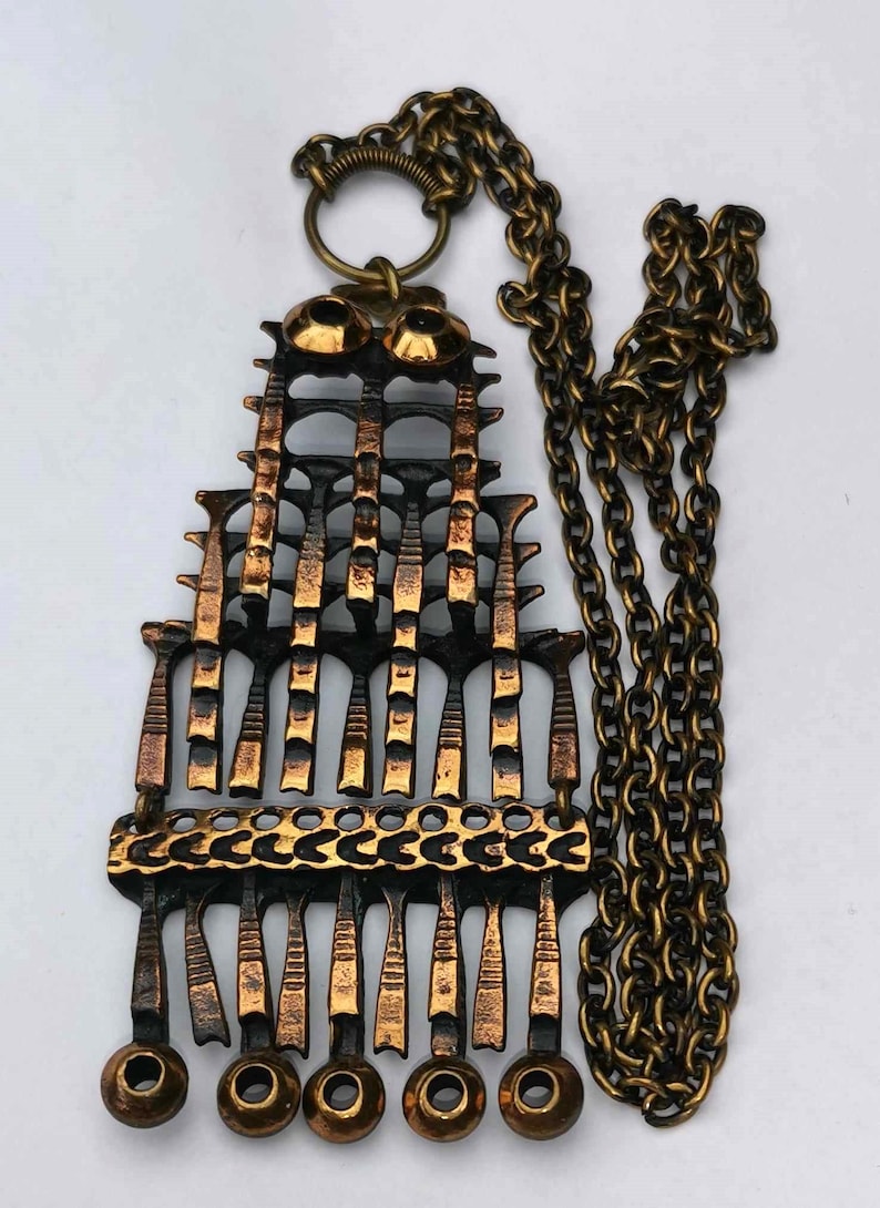 Pentti Sarpaneva Necklace Vtg Bronze Owl Pendant Finland Nordic Finnish ...
