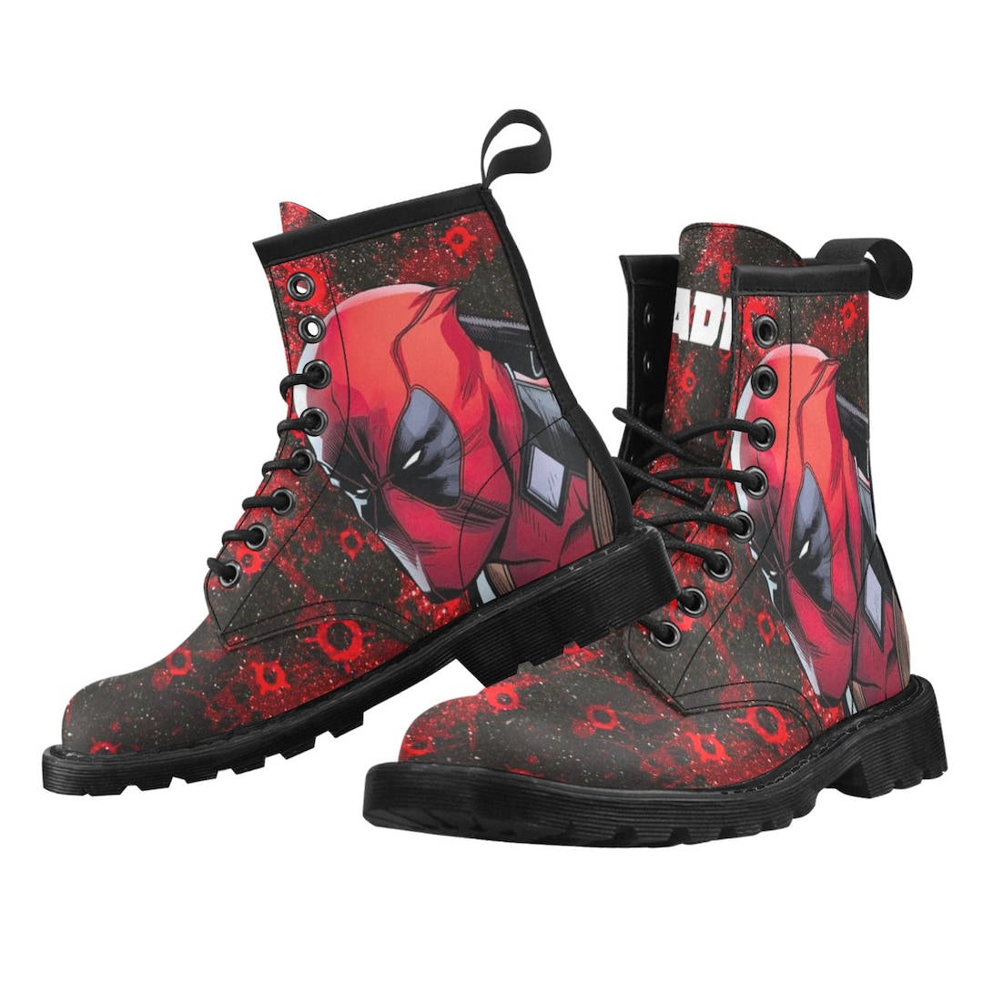 Deadpool Leather Boots Custom Made by Order, Classical Boots, Edgy ...