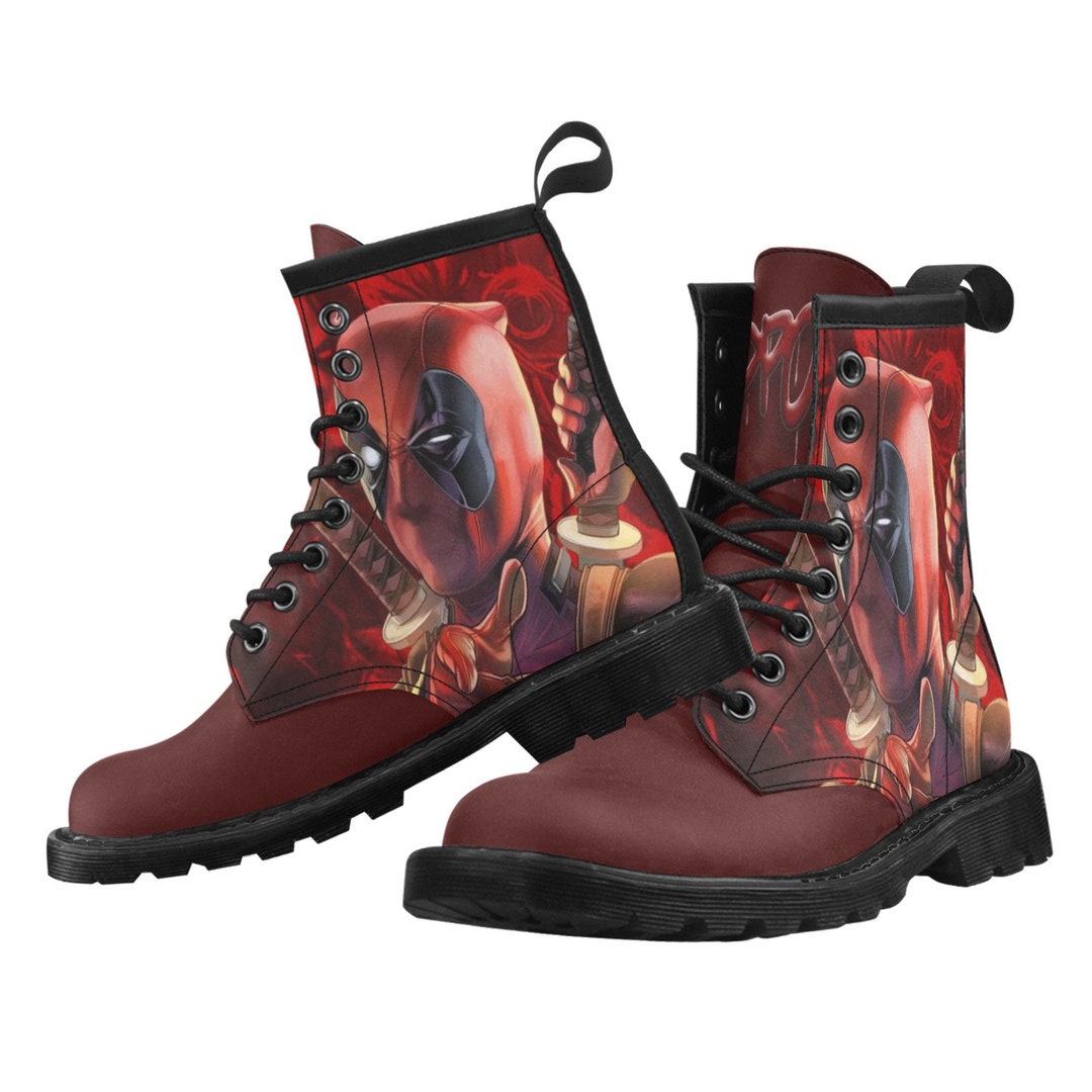 Deadpool Leather Boots Custom Made by Order, Classical Boots, Edgy ...