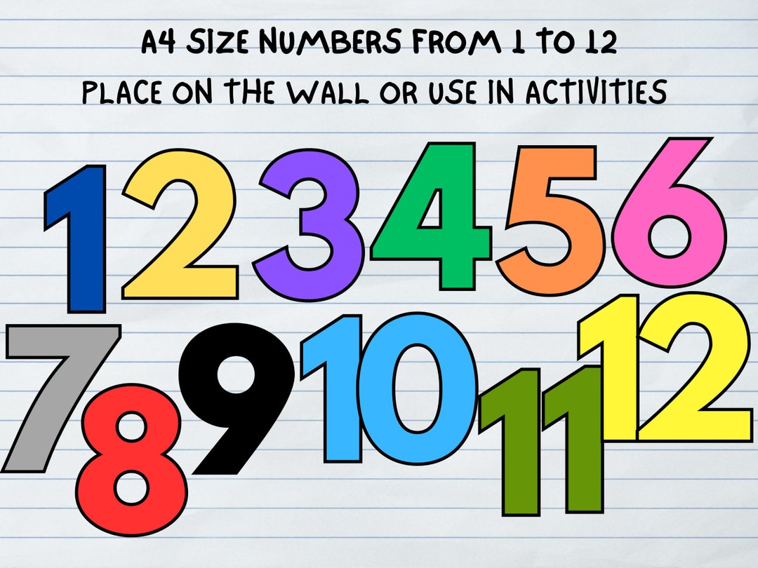 Colorful Numbers From 1 to 12, Display on Classroom Wall, Use in ...