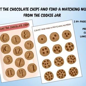 Printable Cookie Jar Game, Count and Match the Number - Etsy