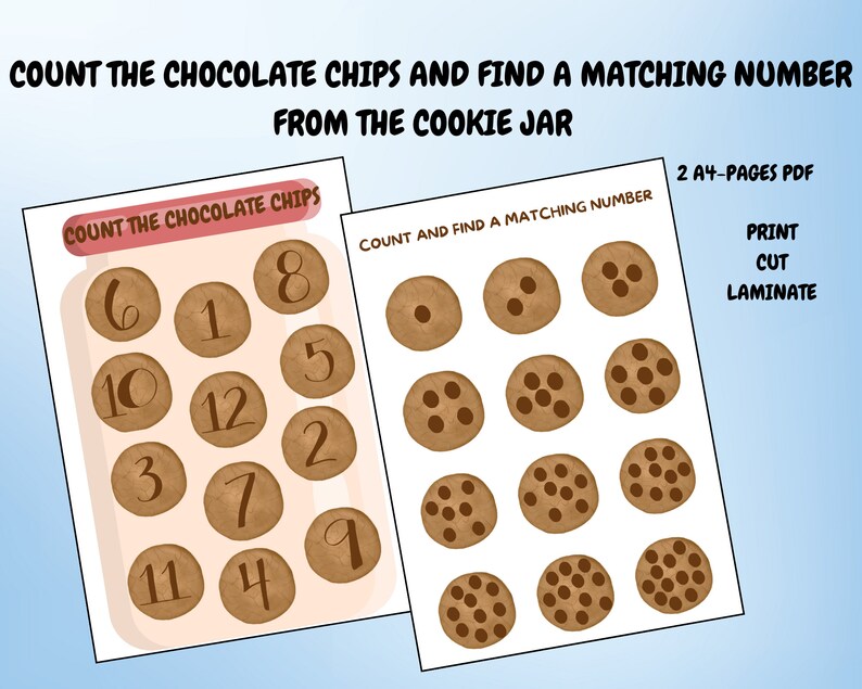 Printable Cookie Jar Game, Count and Match the Number - Etsy