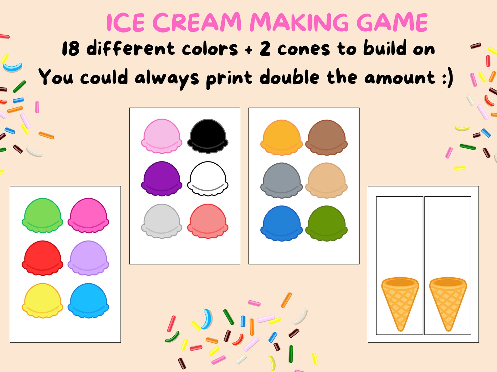 Ice Cream Making Game, Follow the Pattern, Build an Ice Cream, Counting ...