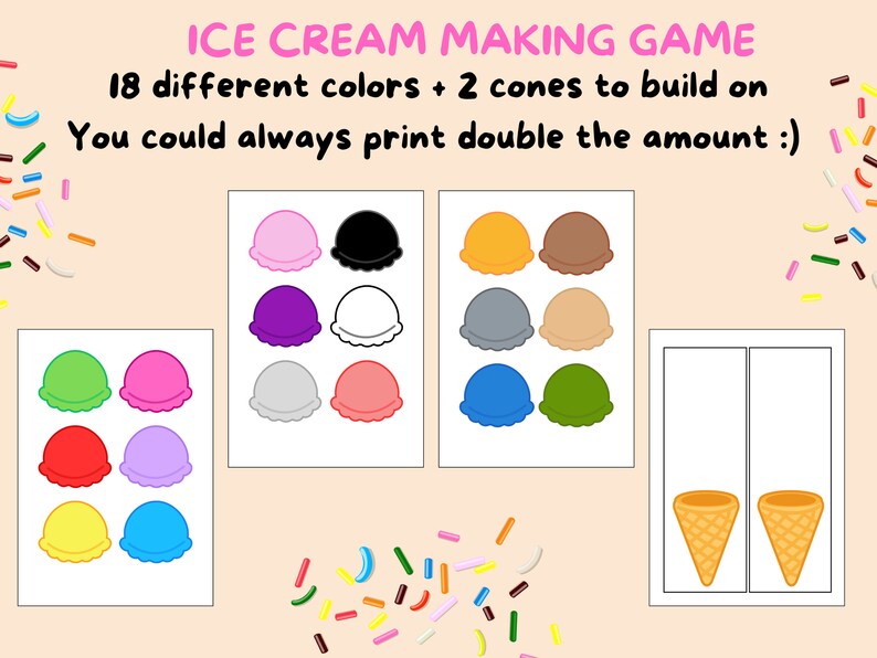 Ice Cream Making Game, Follow the Pattern, Build an Ice Cream, Counting ...