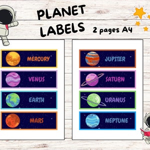 Planet Labels for Classroom - Etsy