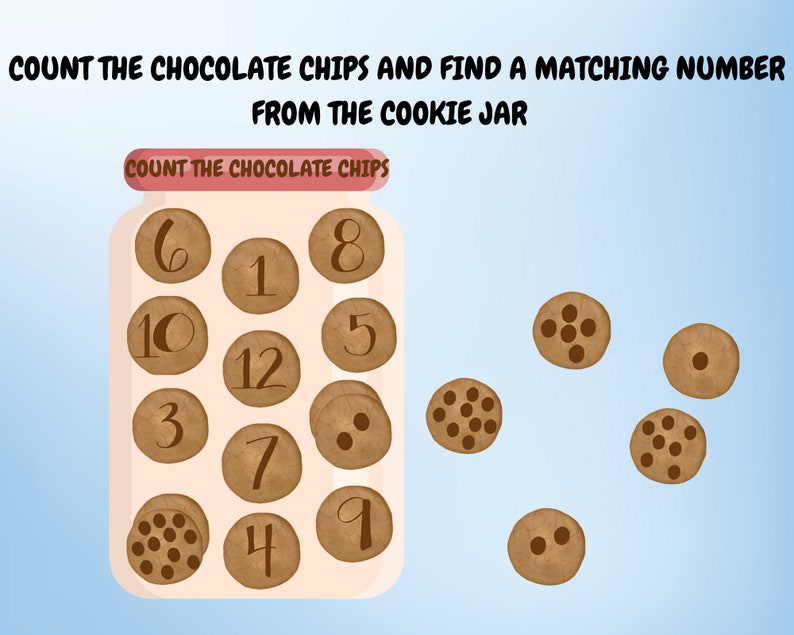 Printable Cookie Jar Game, Count and Match the Number - Etsy