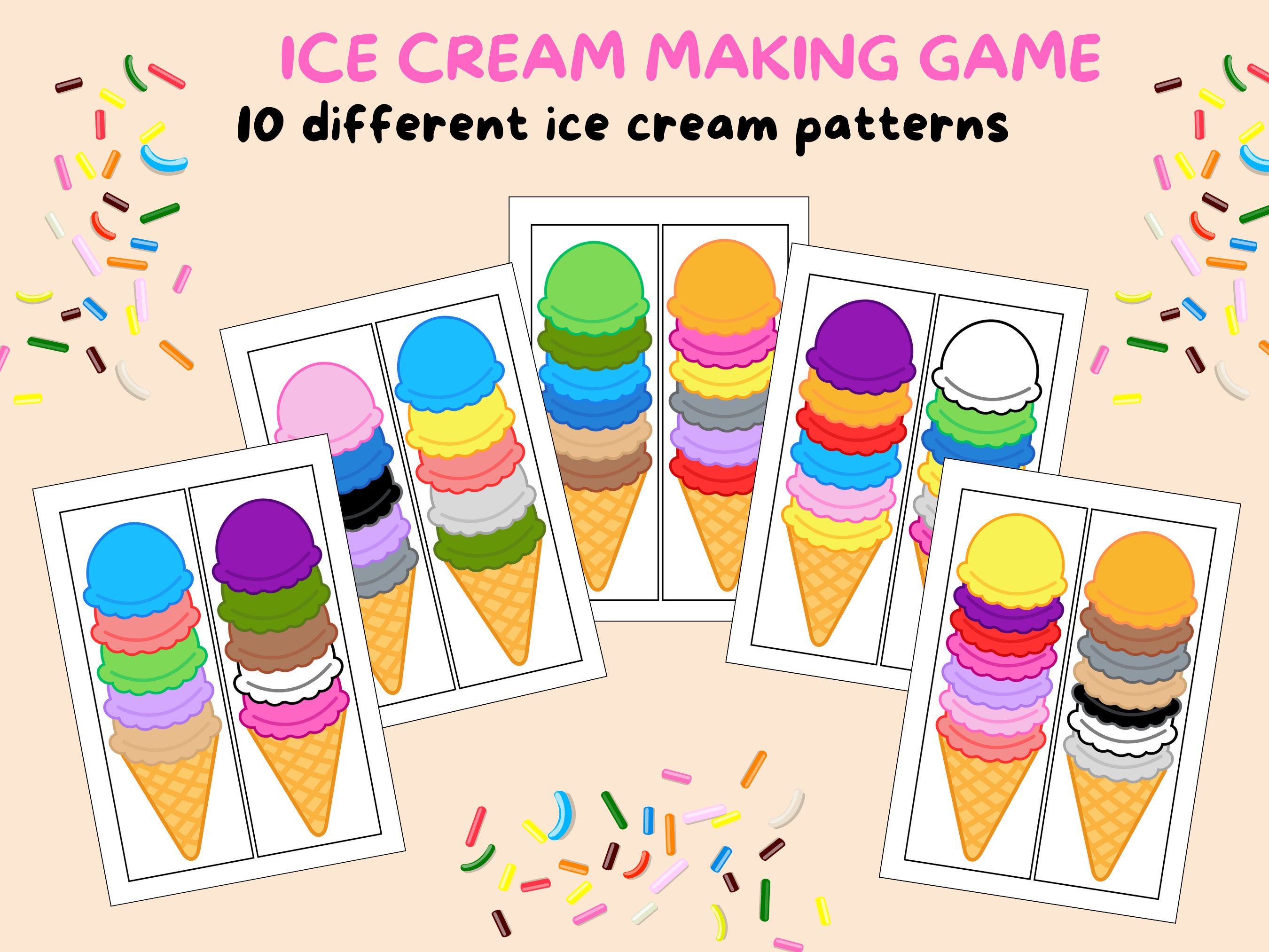 Ice Cream Making Game, Follow the Pattern, Build an Ice Cream, Counting ...