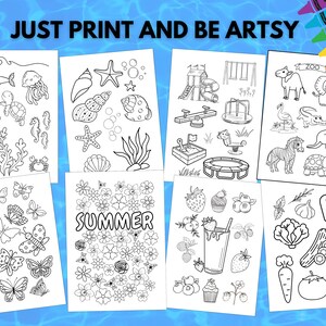 Summer Coloring Pages Set: 16 Printable PDF Designs (digital Download ...