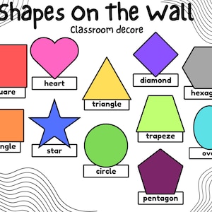 Classroom Decore Math, Shapes to Display on the Wall, Digital Download ...
